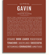 Gavin Personalized Name Meaning Art Prints – Name Stories