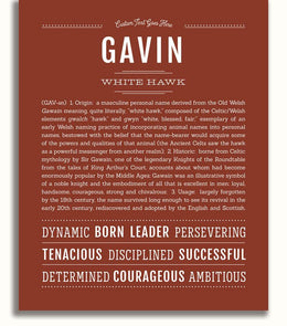 Gavin Personalized Name Meaning Art Prints – Name Stories