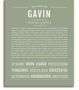 Gavin Personalized Name Meaning Art Prints – Name Stories