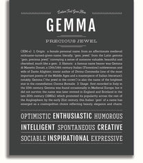 Gemma Personalized Name Meaning Art Prints – Name Stories