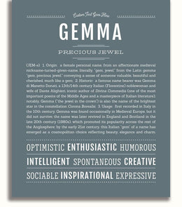 Gemma Personalized Name Meaning Art Prints – Name Stories