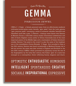 Gemma Personalized Name Meaning Art Prints – Name Stories