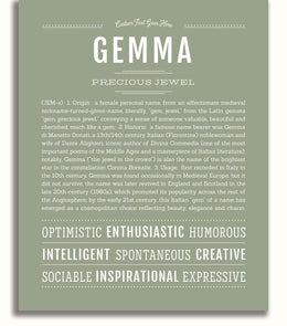 Gemma Personalized Name Meaning Art Prints – Name Stories