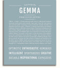 Gemma Personalized Name Meaning Art Prints – Name Stories