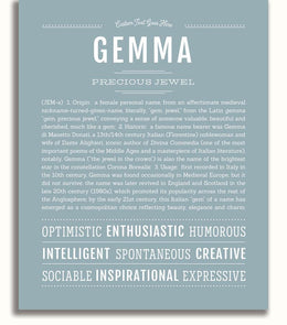 Gemma Personalized Name Meaning Art Prints – Name Stories