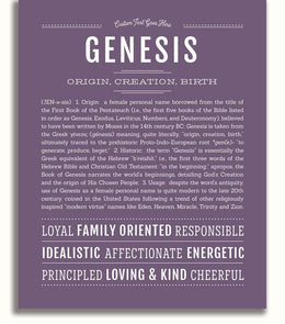 Genesis (female) | Name Art Print – Name Stories