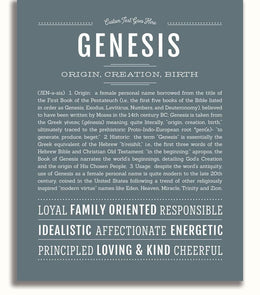 Genesis Personalized Name Meaning Art Prints – Name Stories