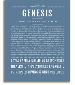 Genesis Personalized Name Meaning Art Prints – Name Stories