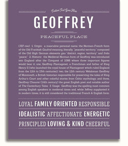 Geoffrey Personalized Name Meaning Art Prints – Name Stories