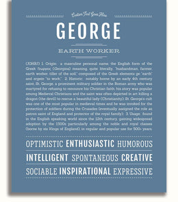 George Personalized Name Meaning Art Prints – Name Stories
