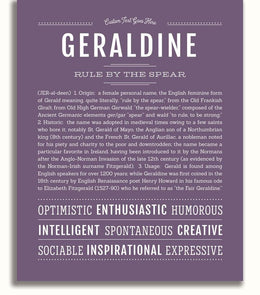 Geraldine Personalized Name Meaning Art Prints – Name Stories
