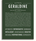 Geraldine Personalized Name Meaning Art Prints – Name Stories