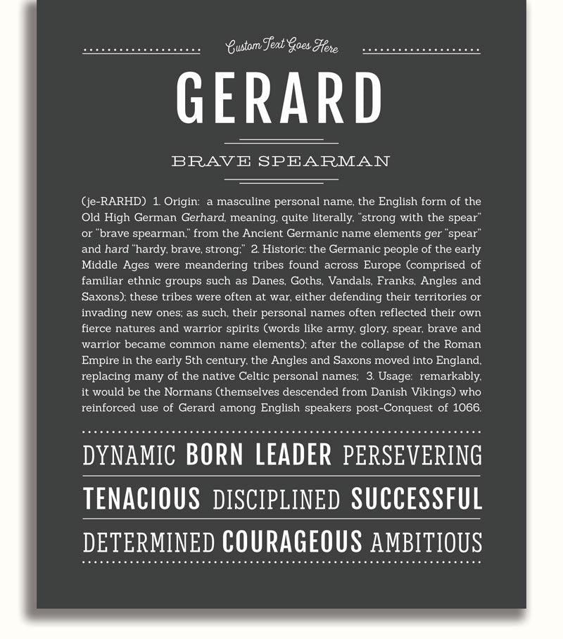 Gerard Personalized Name Meaning Art Prints – Name Stories