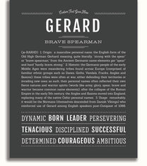 Gerard Personalized Name Meaning Art Prints – Name Stories