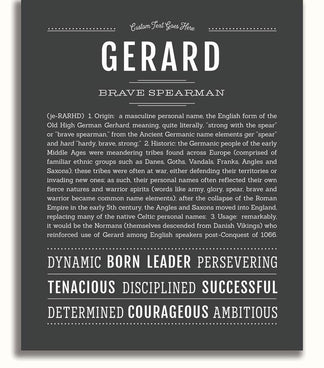 Gerard Personalized Name Meaning Art Prints – Name Stories