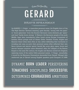 Gerard Personalized Name Meaning Art Prints – Name Stories