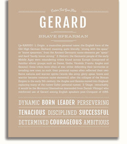 Gerard Personalized Name Meaning Art Prints – Name Stories