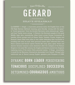 Gerard Personalized Name Meaning Art Prints – Name Stories