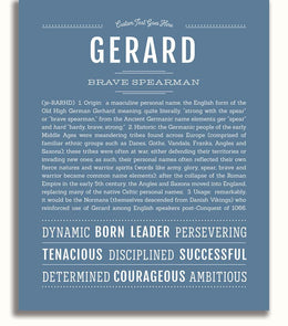 Gerard Personalized Name Meaning Art Prints – Name Stories
