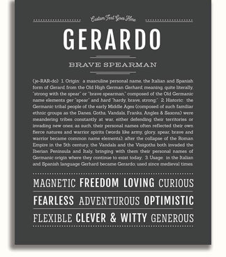 Gerardo Personalized Name Meaning Art Prints – Name Stories
