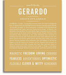 Gerardo Personalized Name Meaning Art Prints – Name Stories