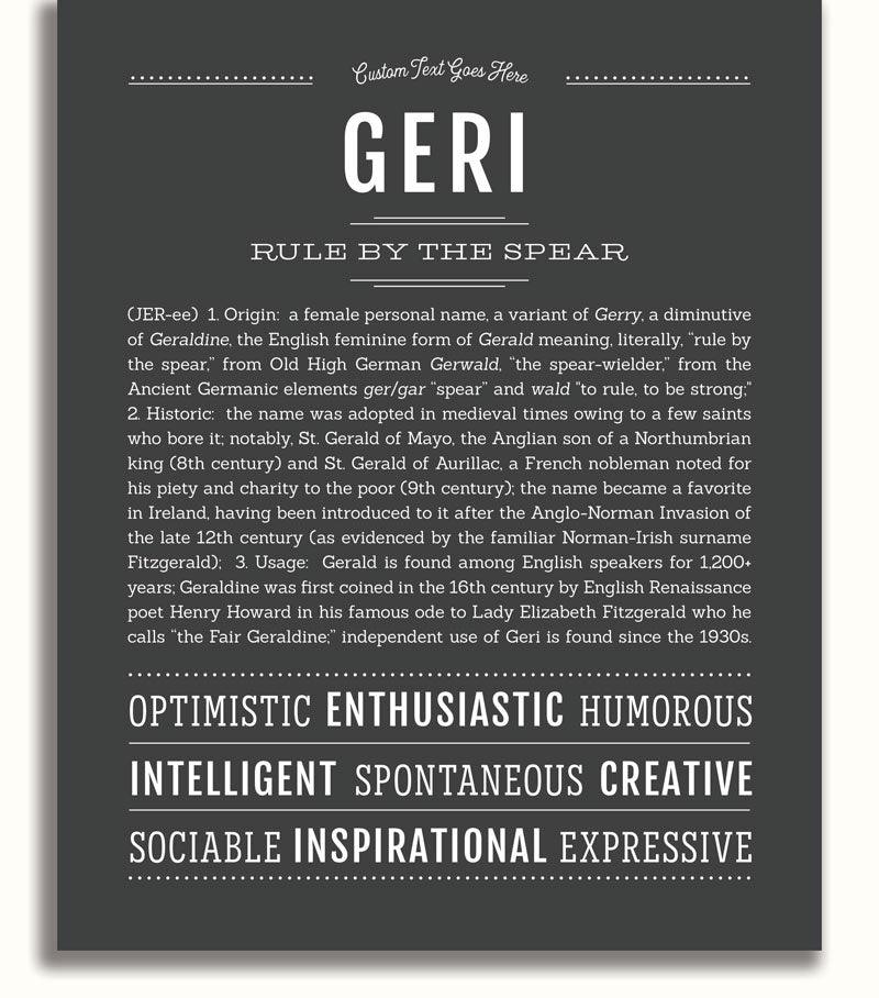 Geri Personalized Name Meaning Art Prints – Name Stories