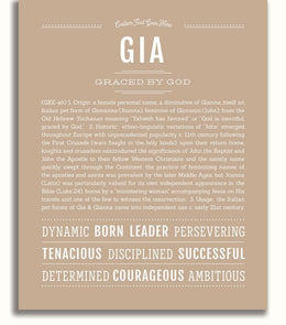 Gia Personalized Name Meaning Art Prints – Name Stories