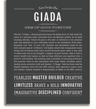 Giada Personalized Name Meaning Art Prints – Name Stories