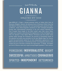 Gianna Personalized Name Meaning Art Prints – Name Stories