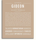 Gideon Personalized Name Meaning Art Prints – Name Stories