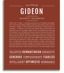 Gideon Personalized Name Meaning Art Prints – Name Stories