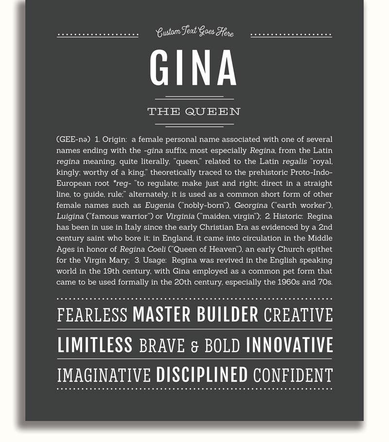Gina Personalized Name Meaning Art Prints – Name Stories