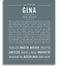 Gina Personalized Name Meaning Art Prints – Name Stories