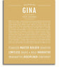 Gina Personalized Name Meaning Art Prints – Name Stories