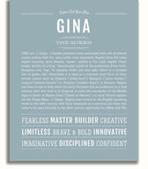 Gina Personalized Name Meaning Art Prints – Name Stories