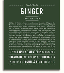 Ginger | Name Art Print – Name Stories