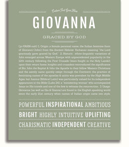 Giovanna Personalized Name Meaning Art Prints – Name Stories