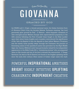 Giovanna Personalized Name Meaning Art Prints – Name Stories