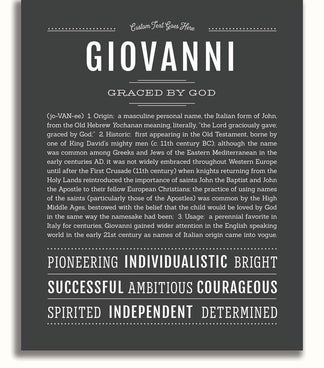 Giovanni Personalized Name Meaning Art Prints – Name Stories