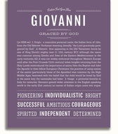 Giovanni Personalized Name Meaning Art Prints – Name Stories