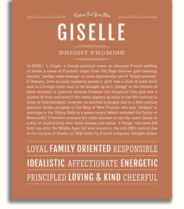 Giselle Personalized Name Meaning Art Prints – Name Stories