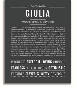 Giulia Personalized Name Meaning Art Prints – Name Stories