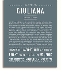 Giuliana Personalized Name Meaning Art Prints – Name Stories