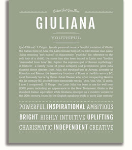 Giuliana Personalized Name Meaning Art Prints – Name Stories