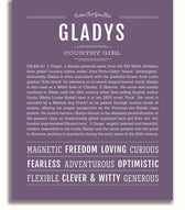 Gladys Personalized Name Meaning Art Prints – Name Stories