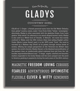 Gladys Personalized Name Meaning Art Prints – Name Stories