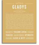 Gladys Personalized Name Meaning Art Prints – Name Stories