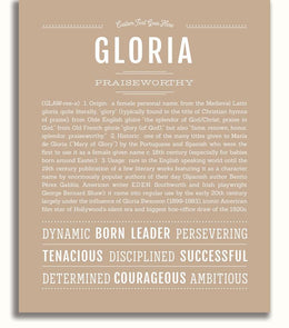 Gloria Personalized Name Meaning Art Prints – Name Stories