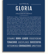 Gloria Personalized Name Meaning Art Prints – Name Stories