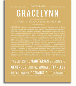 Gracelynn Personalized Name Meaning Art Prints – Name Stories